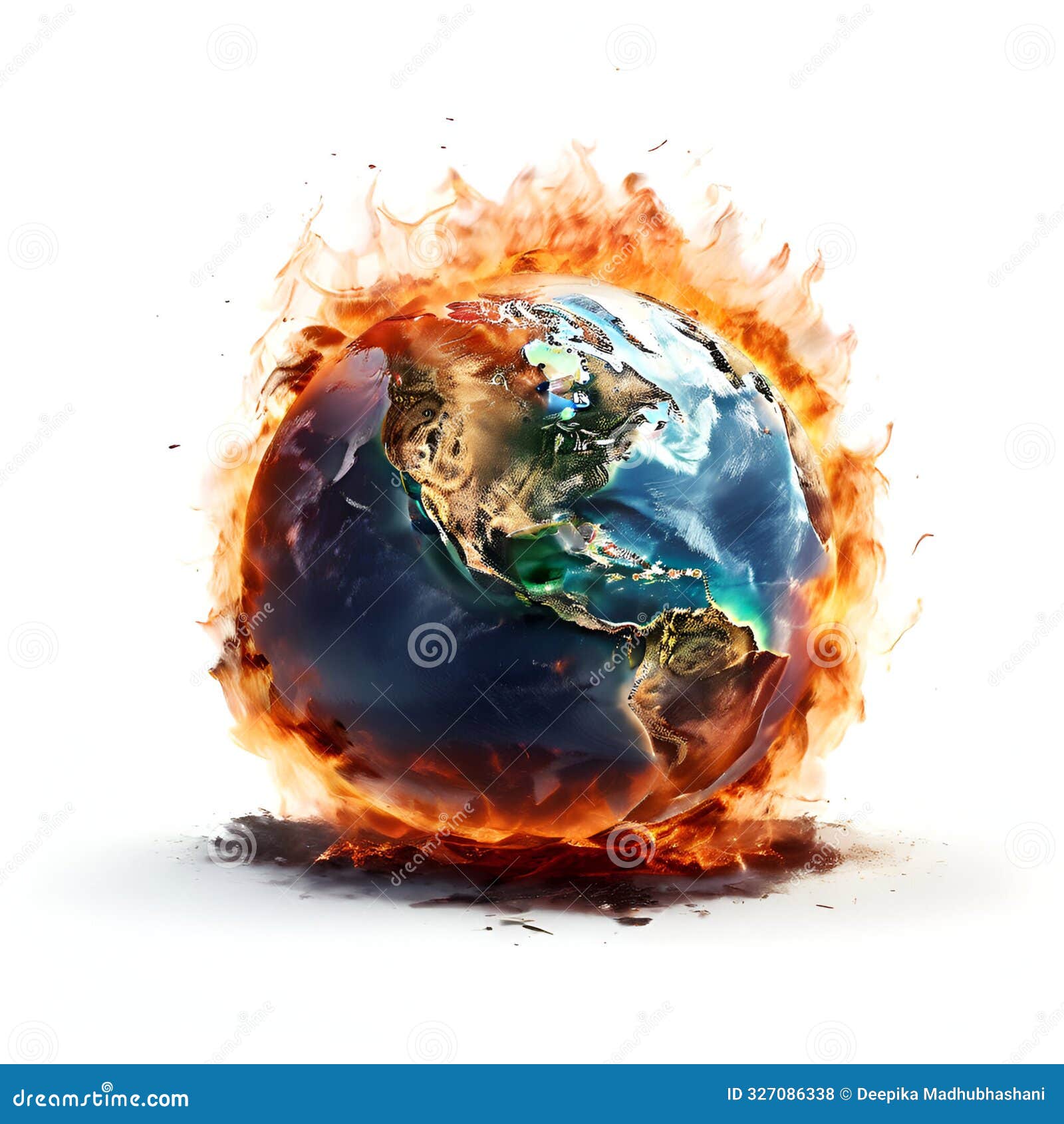Globe Burning, Earth Burning , Global Warming Problem Concept, Social ...