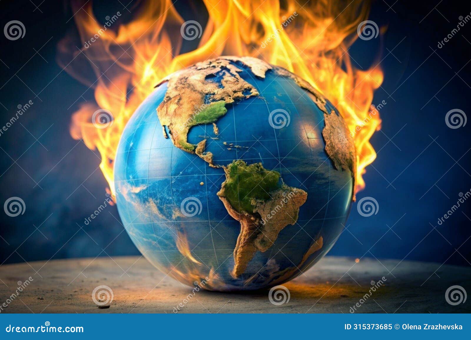 Burning Continents, World Map On Fire, Conceptual Image Of World ...