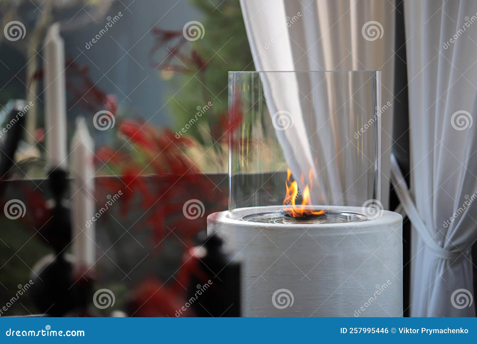 Burning Eco Bio Round Fireplace Close-up Stock Photo - Image of glowing ...