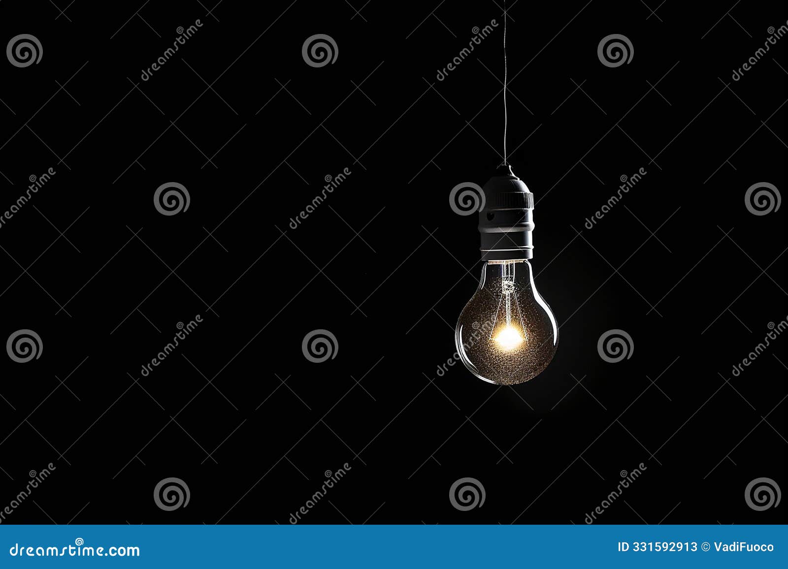 Burning Electric Light Bulb on Black Background Stock Illustration ...