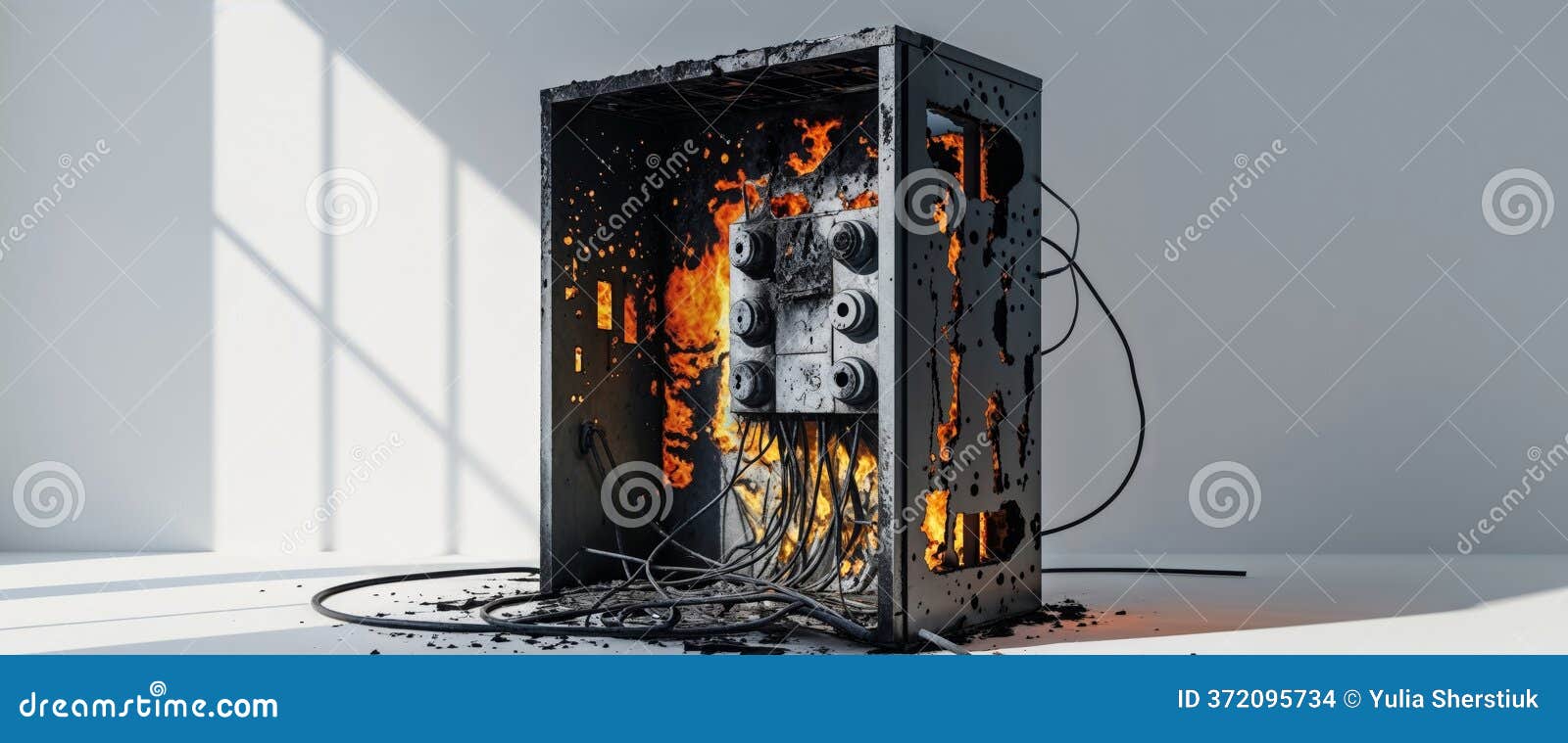 Burning Electrical Panel, Switchboard On Fire After A Short Circuit ...