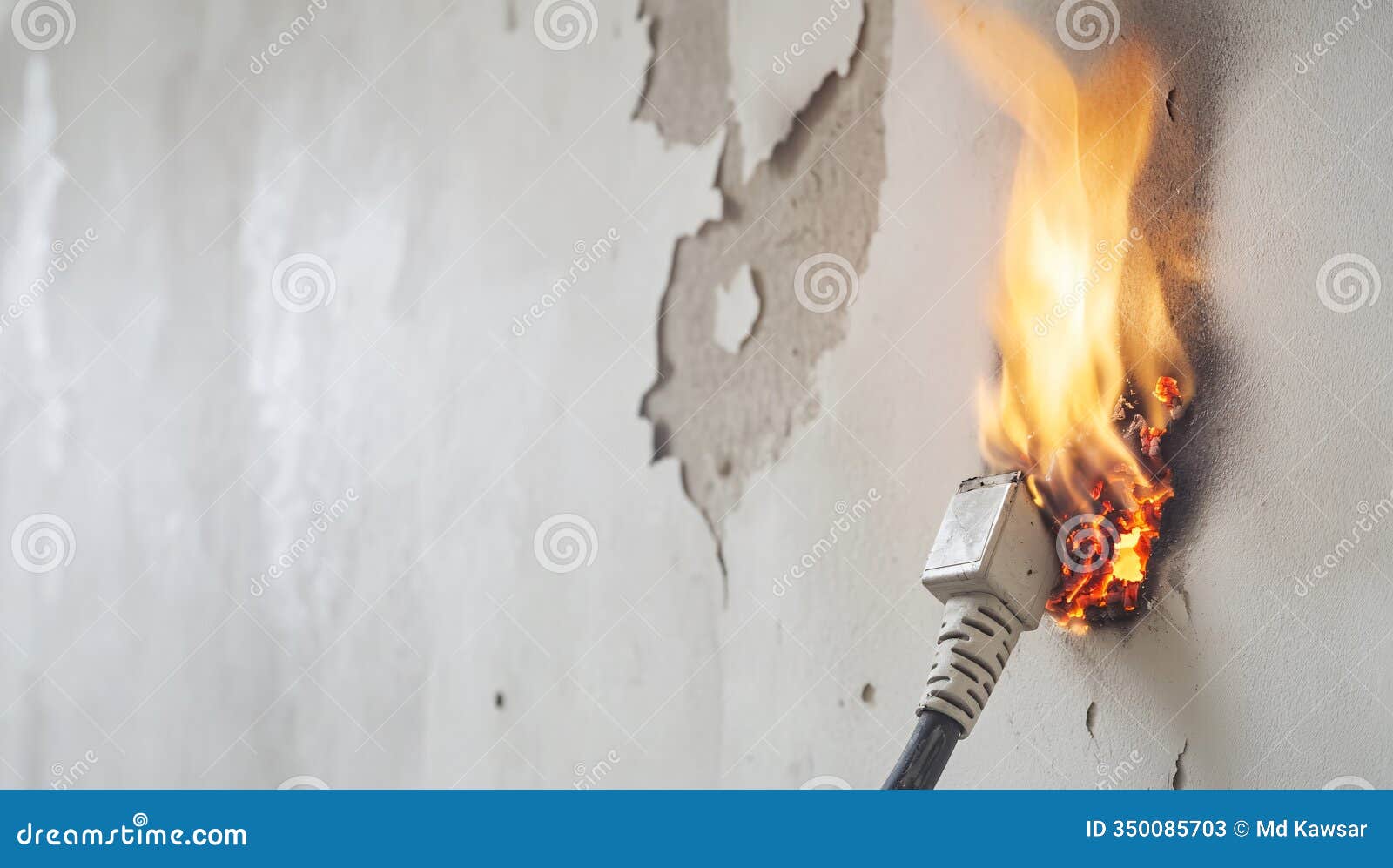 Burning Electrical Outlet Wall Fire Damage Hazard High Quality Image ...