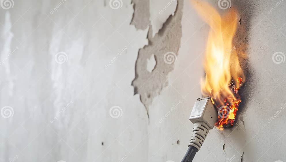 Burning Electrical Outlet Wall Fire Damage Hazard High Quality Image ...