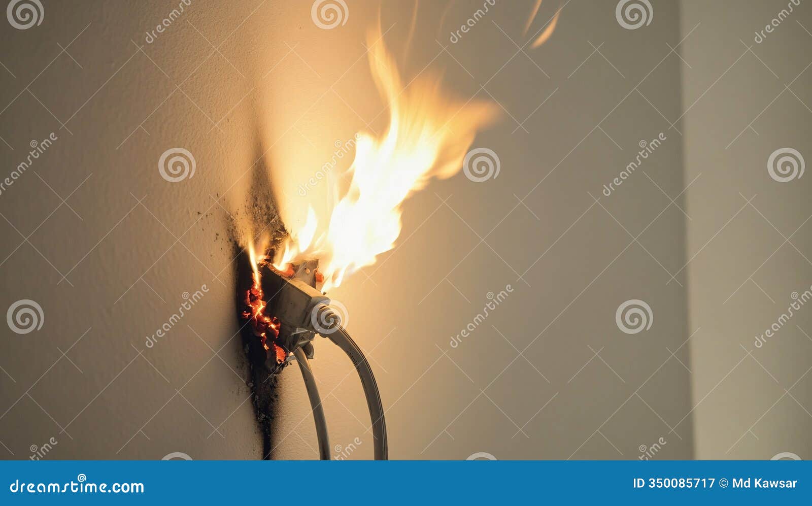 Burning Electrical Outlet Wall Fire Hazard Danger High Quality Image ...