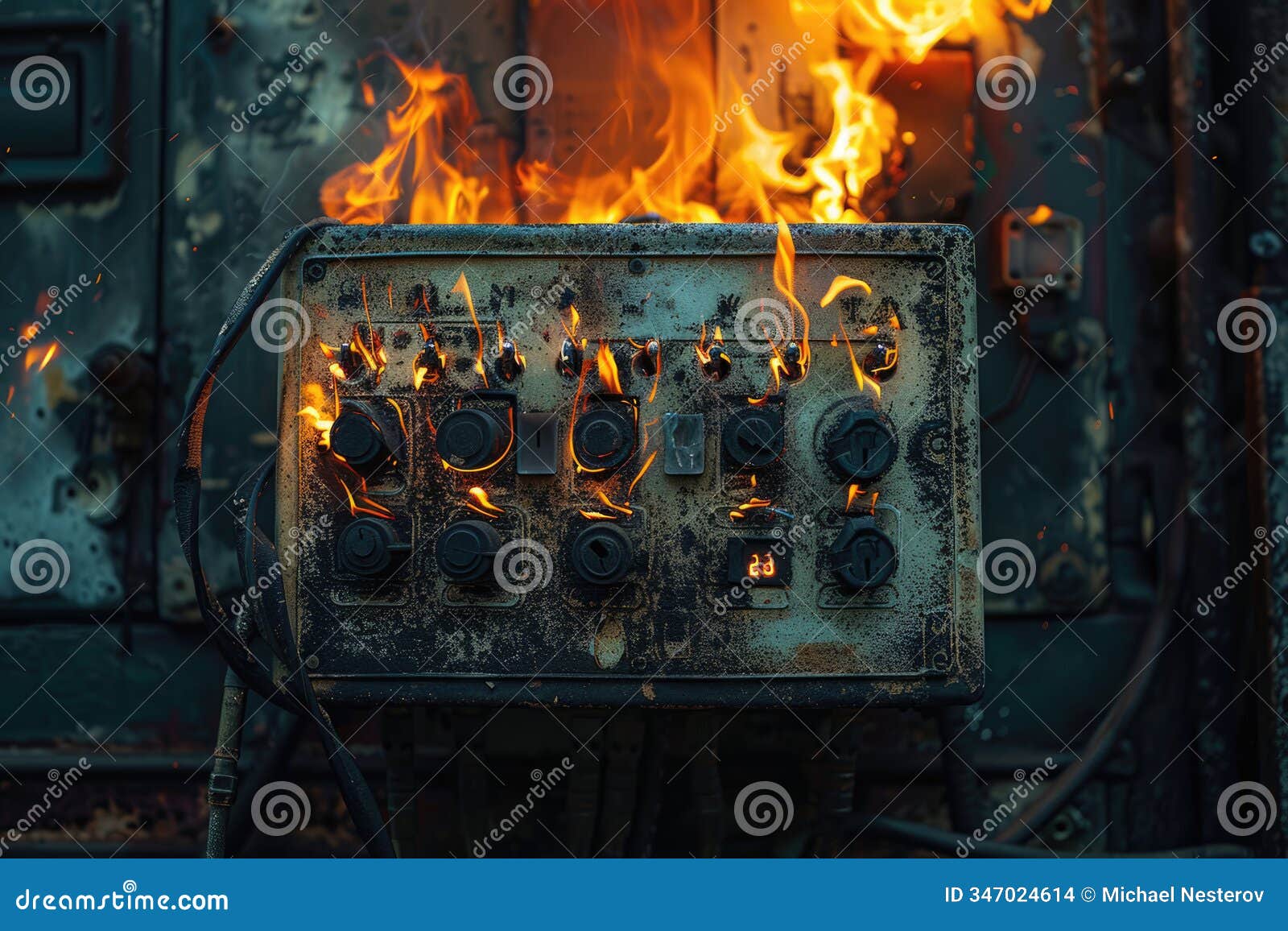 Burning Electrical Panel, Switchboard on Fire after a Short Circuit ...