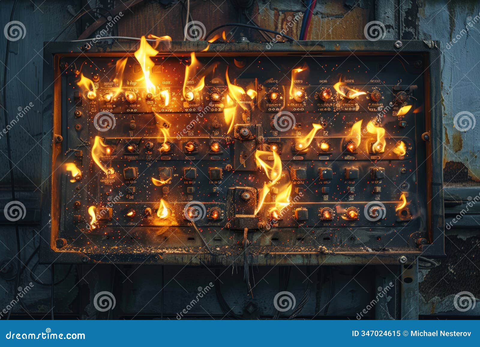 Burning Electrical Panel, Switchboard on Fire after a Short Circuit ...
