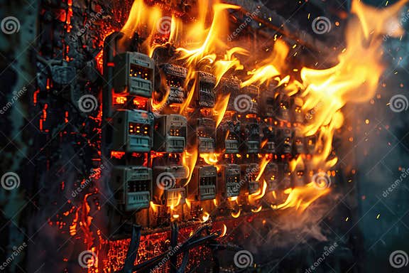 Burning Electrical Panel, Switchboard on Fire after a Short Circuit ...