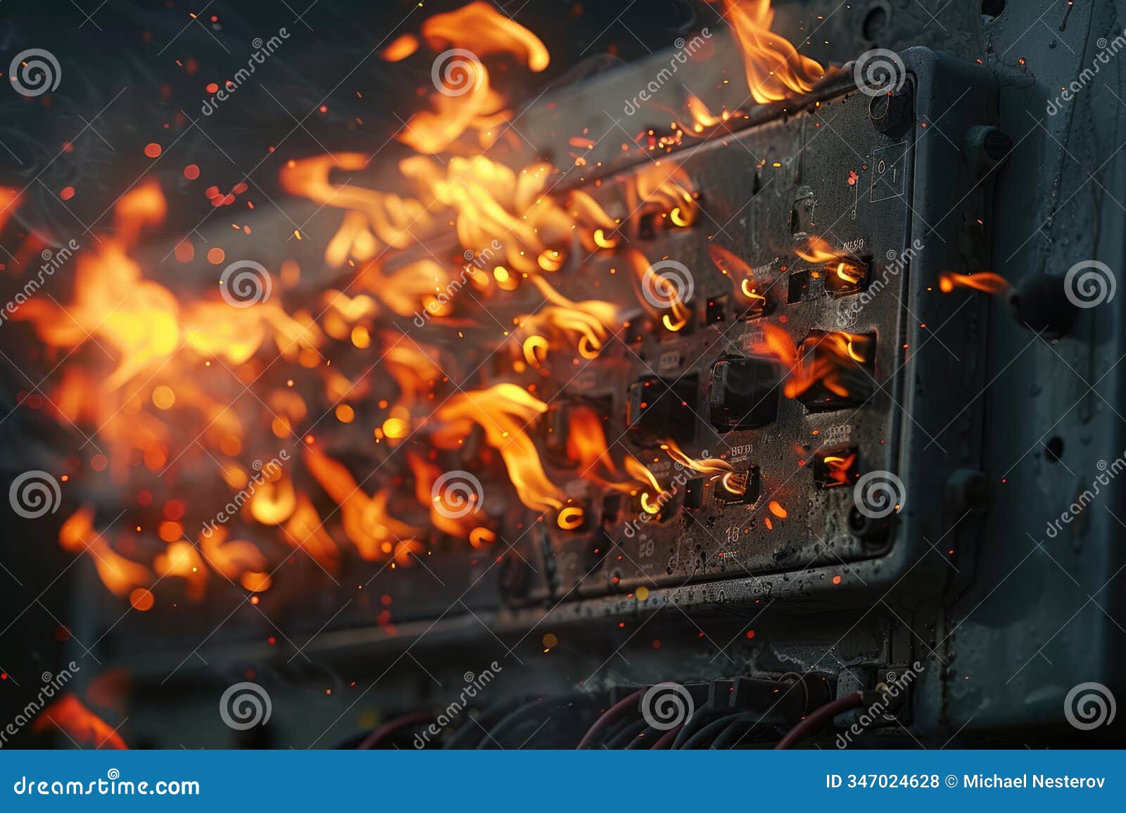 Burning Electrical Panel, Switchboard on Fire after a Short Circuit ...