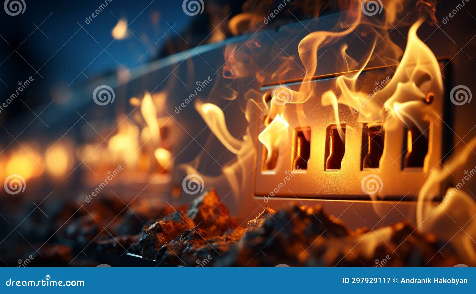 Burning electrical socket stock image. Image of danger - 297929117