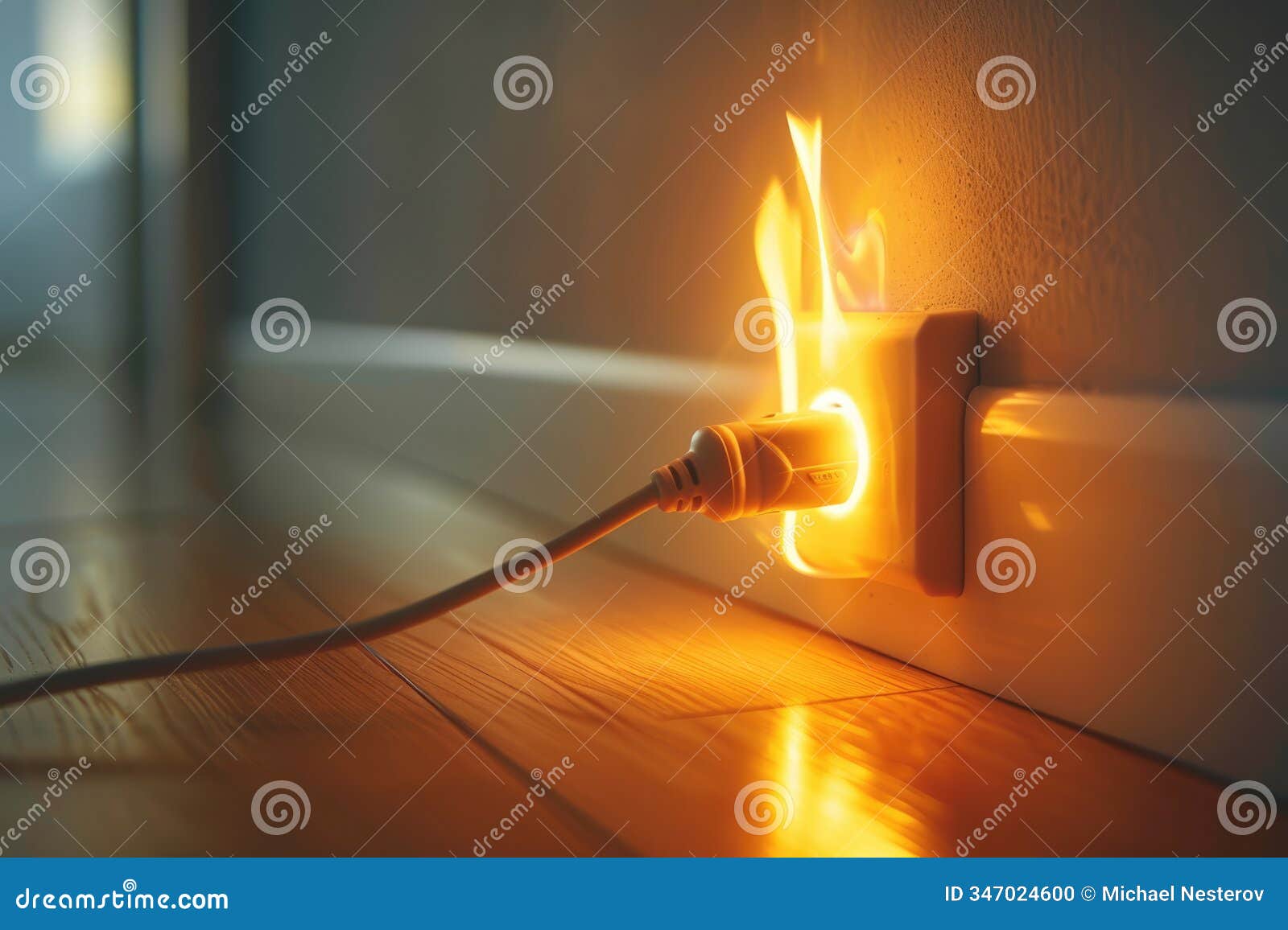 Burning Electrical Socket on the Wall Stock Photo - Image of loss, plug ...