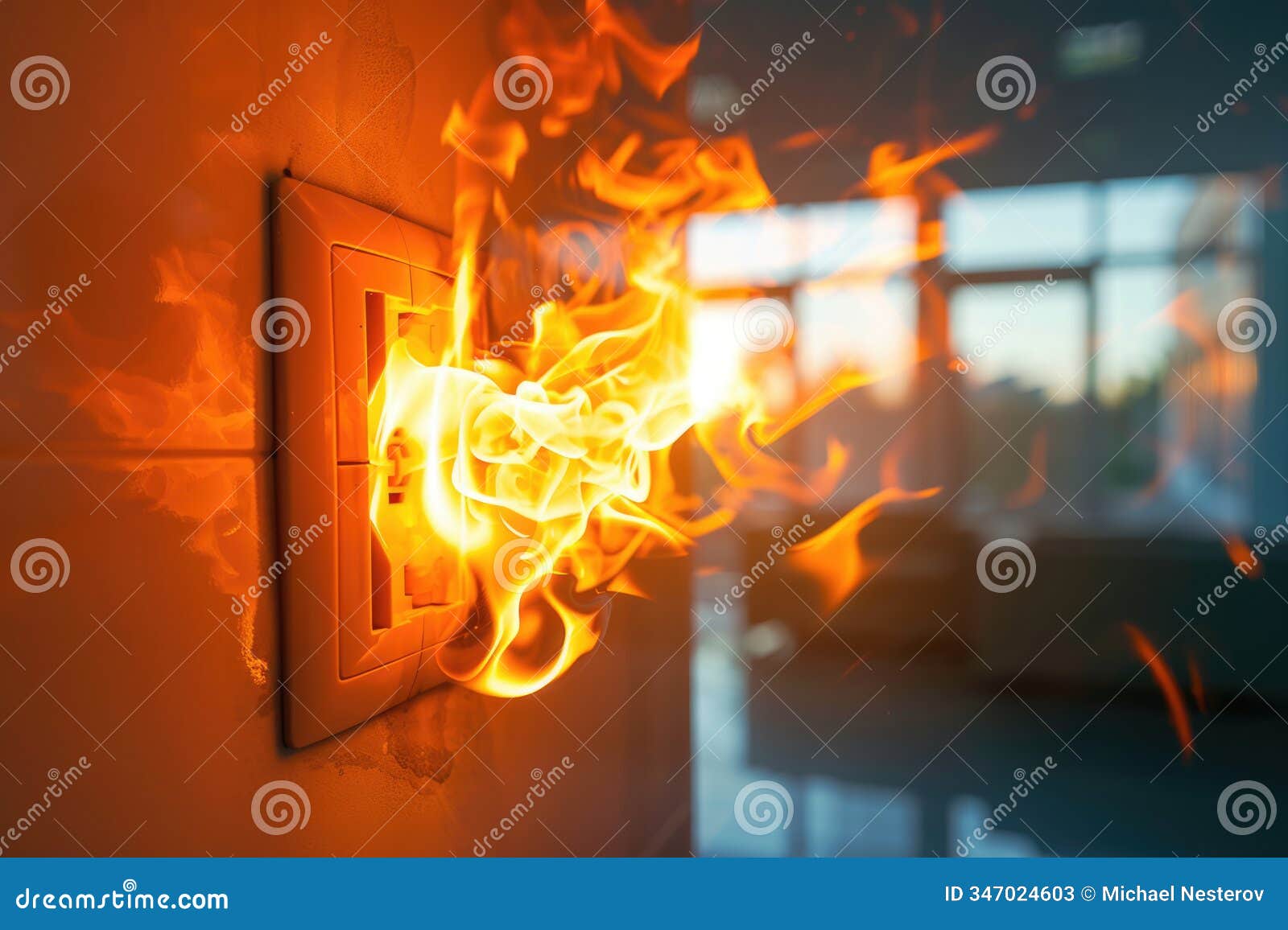 Burning Electrical Socket on the Wall Stock Image - Image of failure ...
