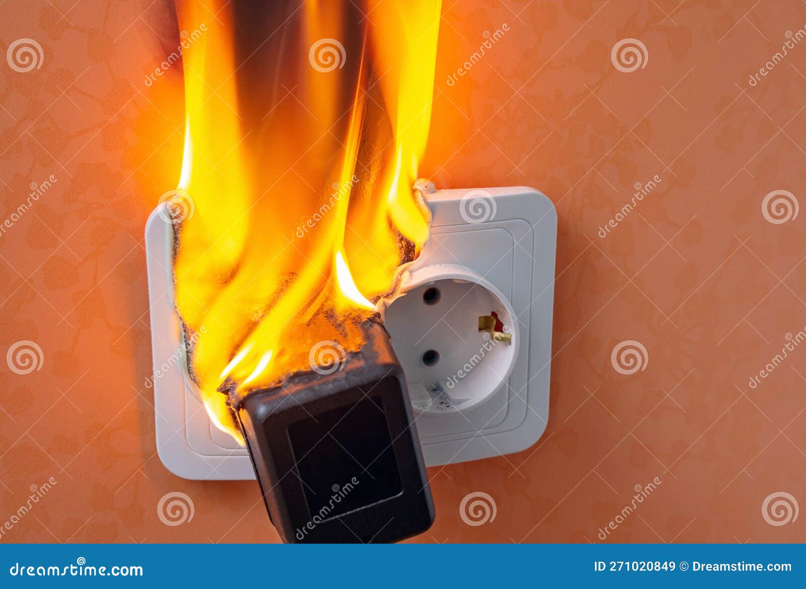 Burning Electrical Socket on the Wall. Faulty Wiring - the Cause of a ...