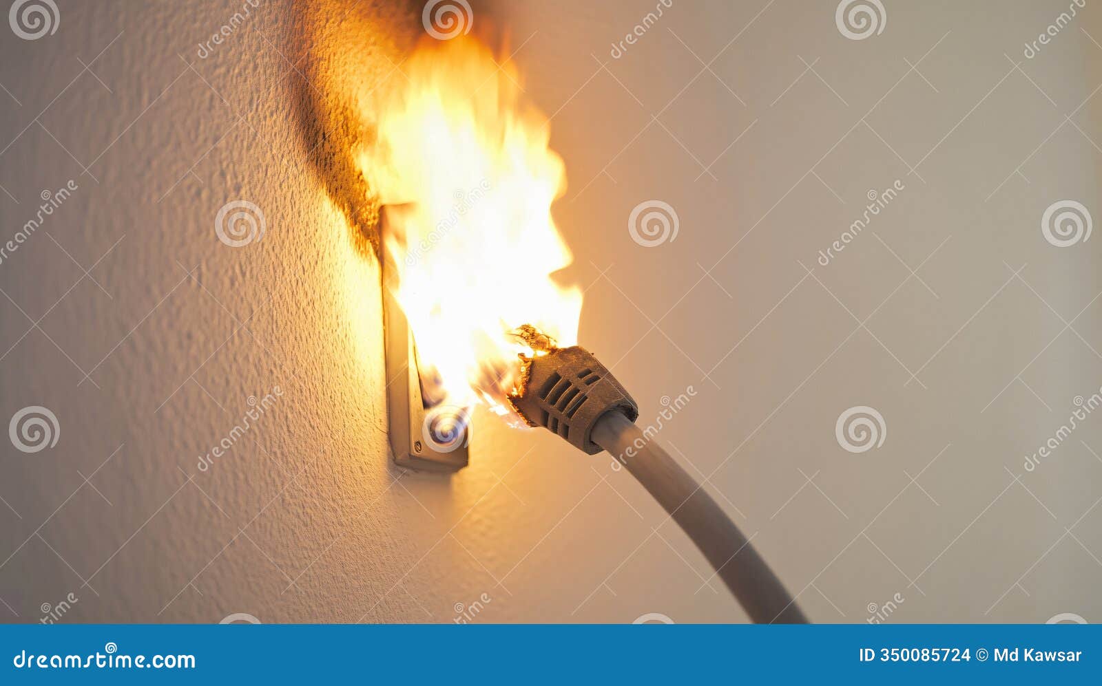 Burning Electrical Wire in Wall Socket Fire Hazard High Quality Image ...