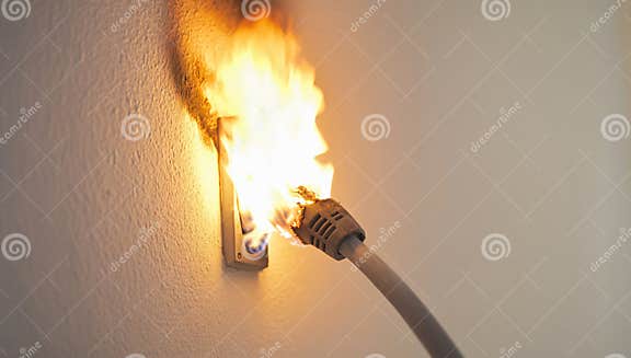Burning Electrical Wire in Wall Socket Fire Hazard High Quality Image ...