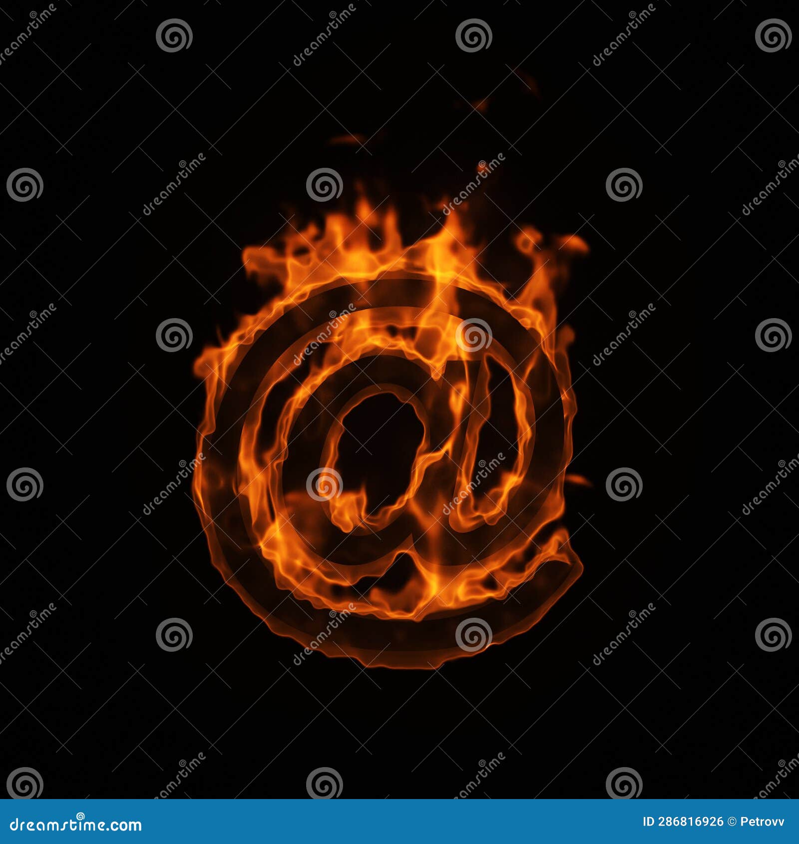 Burning Email Symbol on Black Background Stock Illustration ...