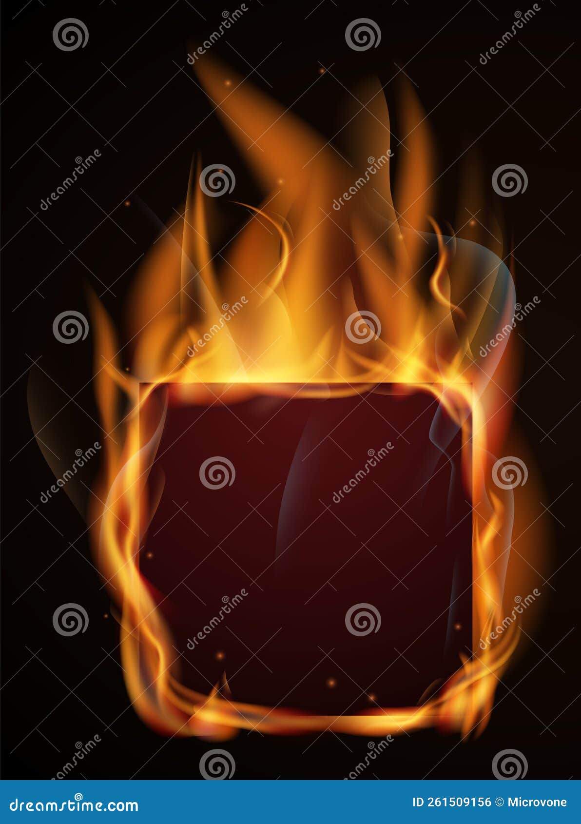 Burning Empty Square. Realistic Fire Frame Mockup Stock Vector ...
