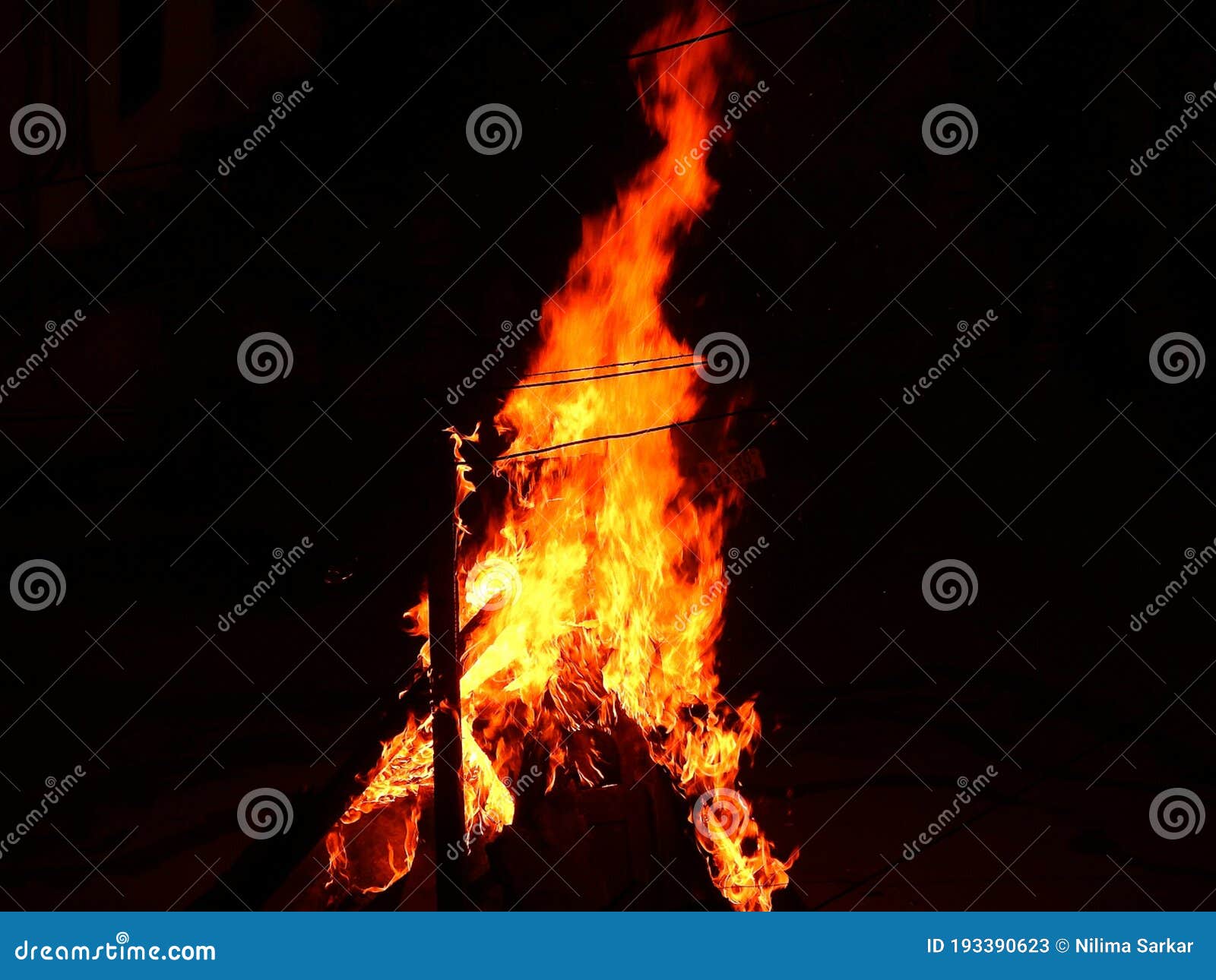Holi Ka Dahan Fire Flame Camp Fire Stock Image - Image of festivity ...