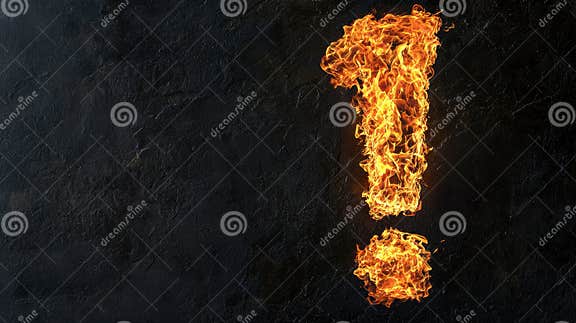 Burning Exclamation Mark on Dark Background Stock Illustration ...