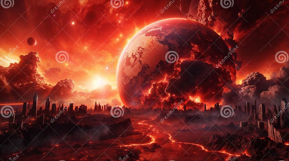 Burning and Exploding Planet Earth Stock Illustration - Illustration of ...