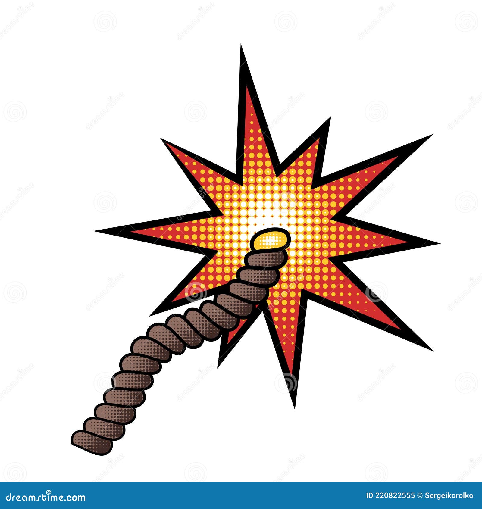 Burning Explosive Fuse in Comic Cartoon Style with Halftones Isolated ...