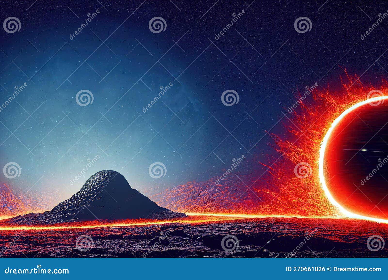 Burning Falling Asteroid and Planet Collision Background Digital ...