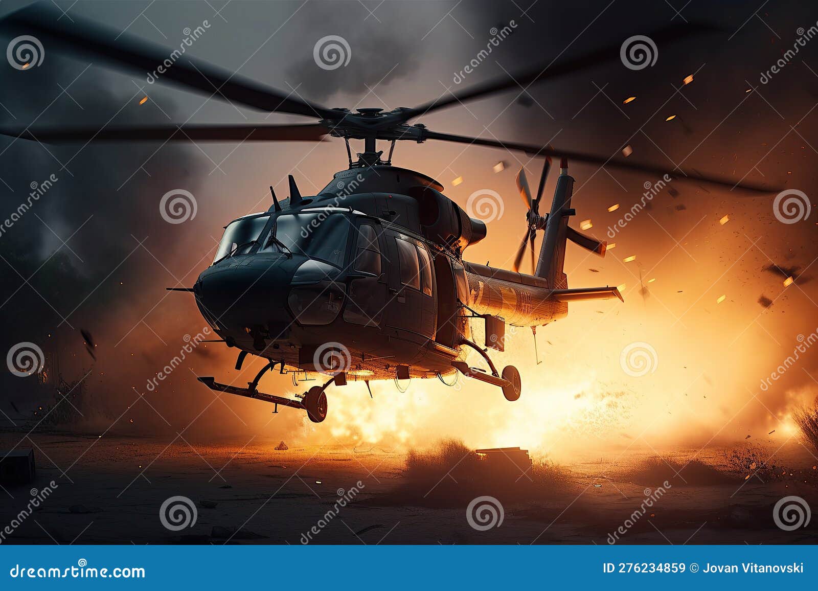 Burning Falling Helicopter. War Concept Created by Generative AI Stock ...