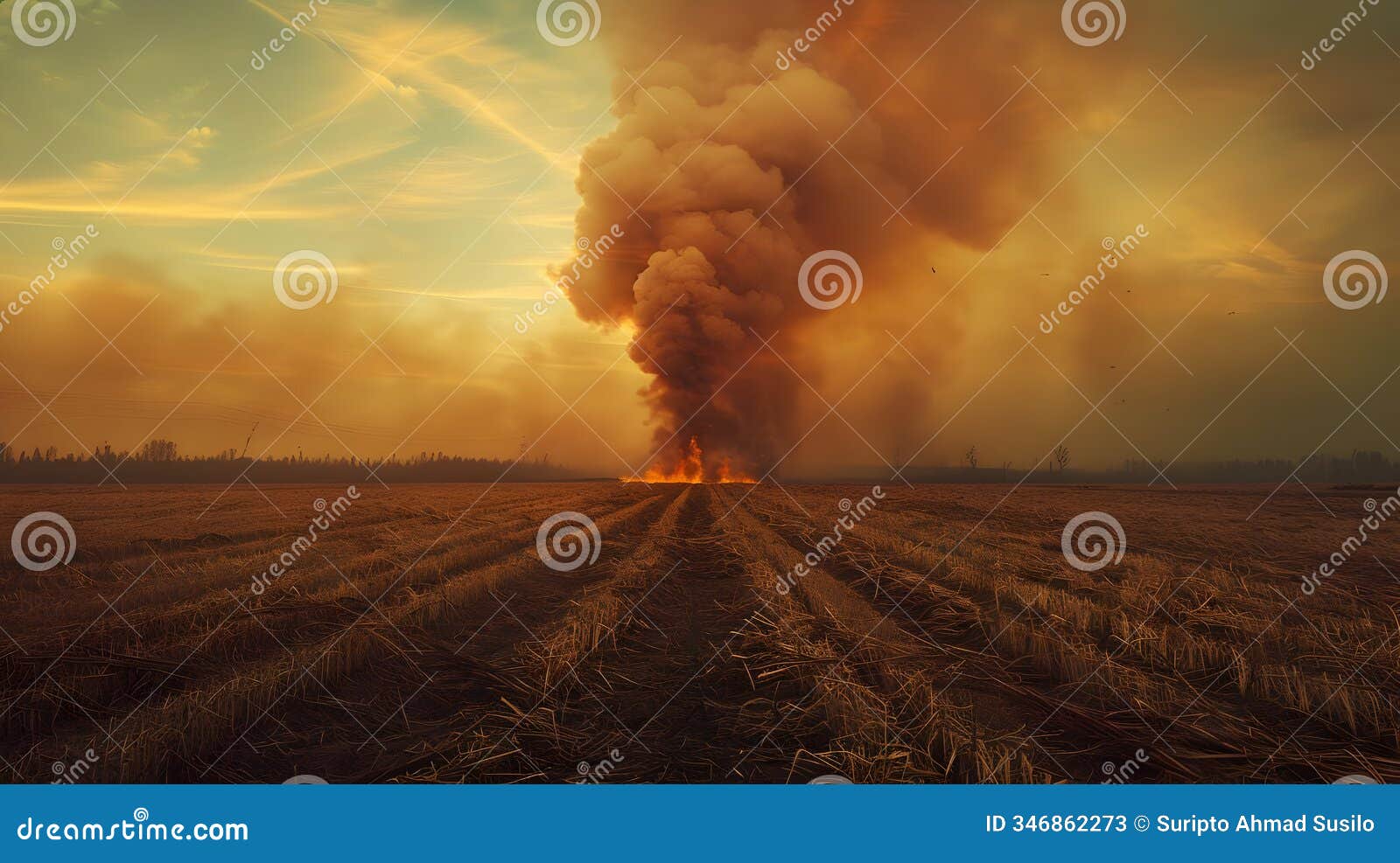 Burning Field Landscape Illustration Stock Illustration - Illustration ...