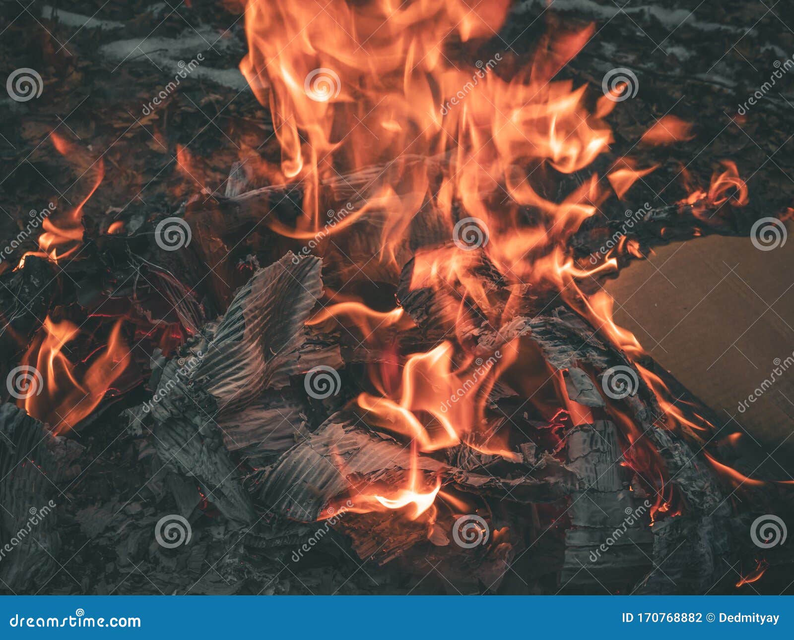 Burning Fire with Ash. Paper Burns, Close Up Stock Photo - Image of ...
