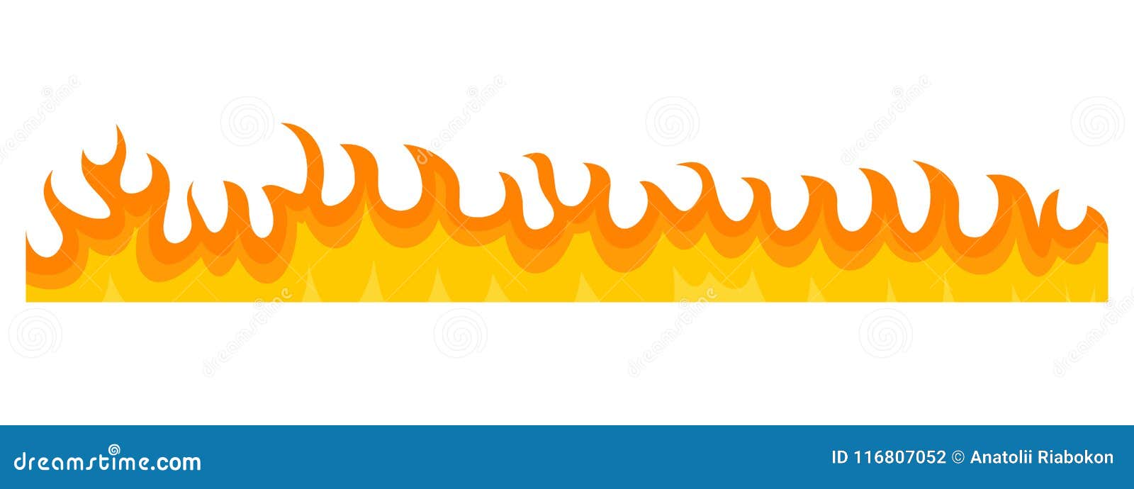 Burning Fire Banner Horizontal, Flat Style Stock Vector - Illustration ...
