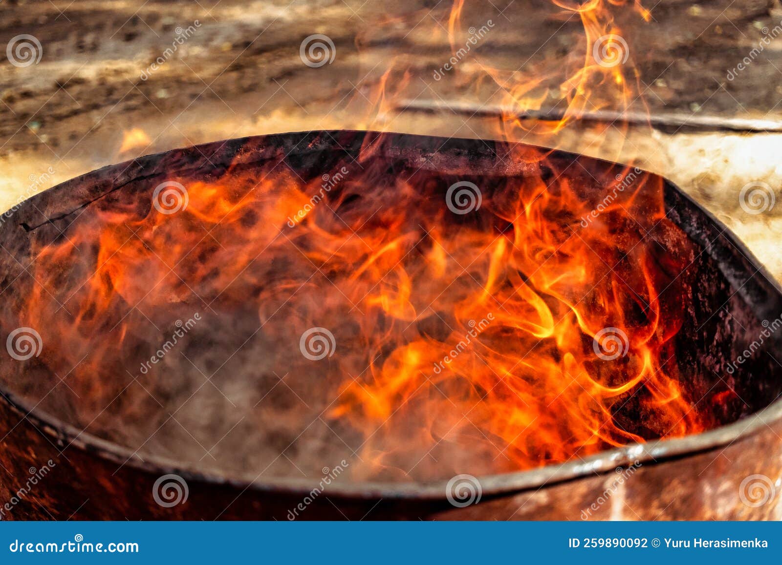 Burning Fire in a Barrel Close-up. Bright Flame. Open Flame Heating ...