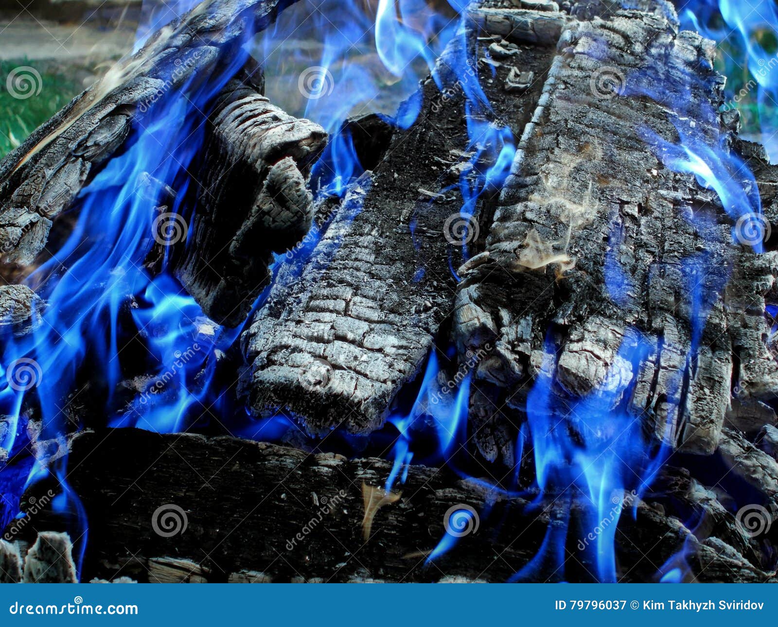 Burning Fire with Blue Flame Stock Image - Image of blue, blazing: 79796037