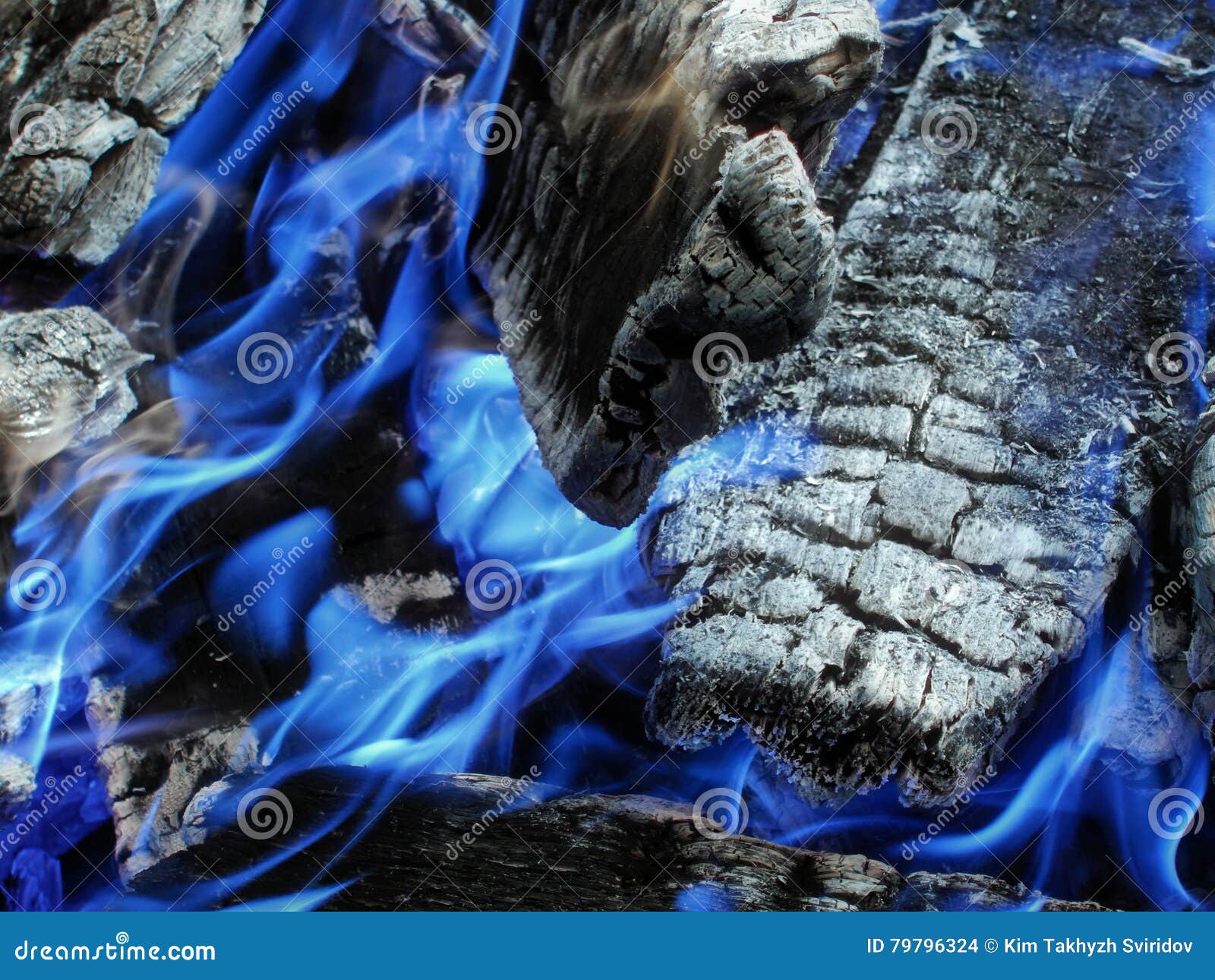 Burning Fire with Blue Flame Stock Photo - Image of motion, fuel: 79796324