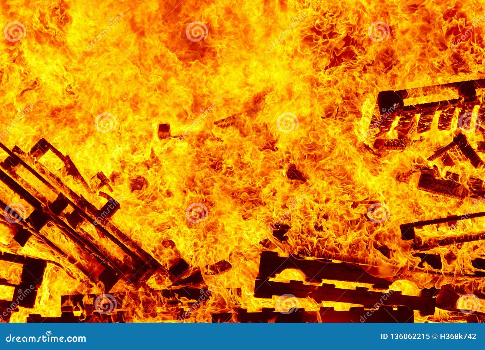 Burning Fire. Bonfire. Fire Fighting and Flame Ignition Stock Image ...