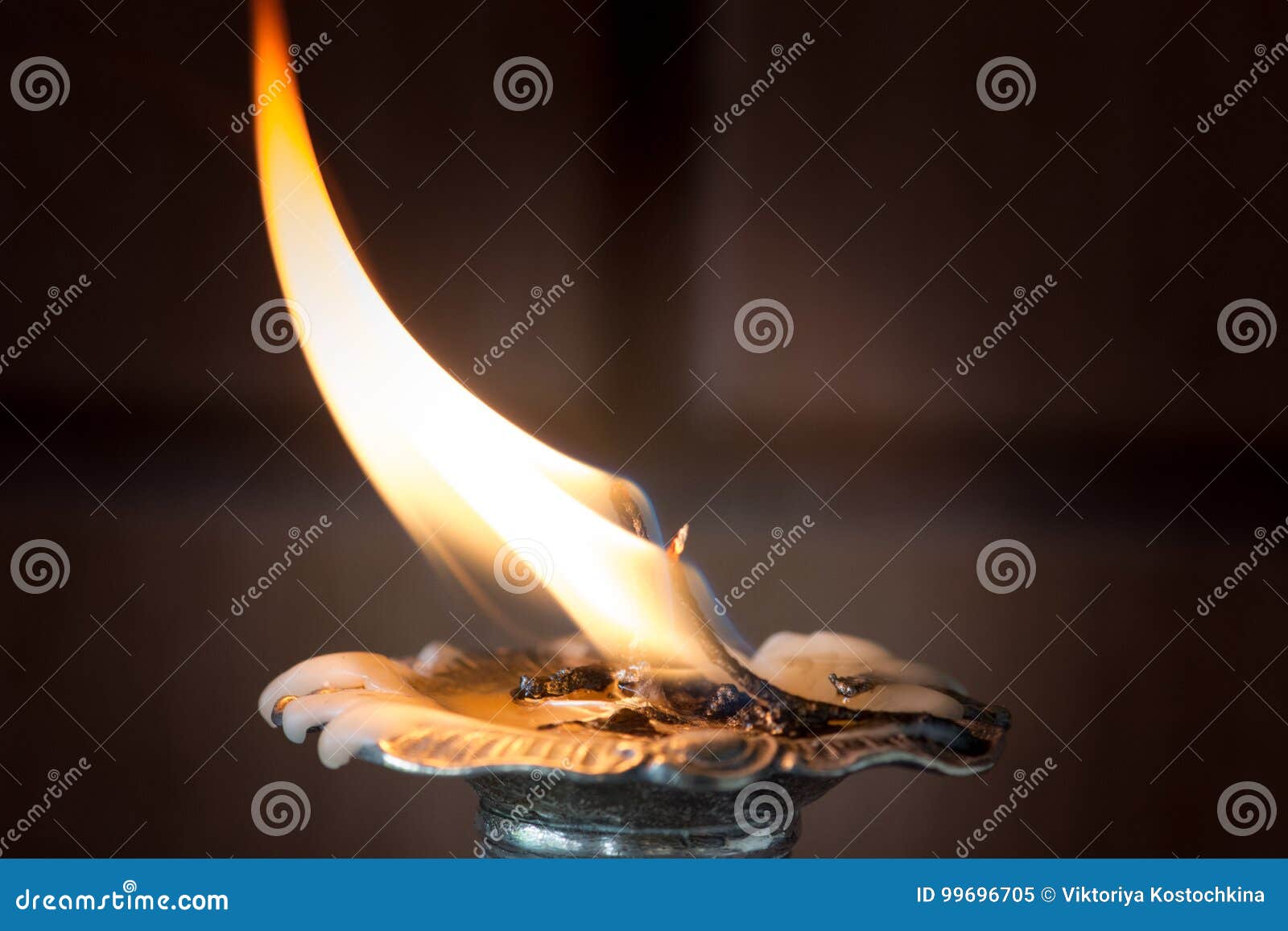 Burning Fire in Candlestick Stock Image - Image of celebration ...