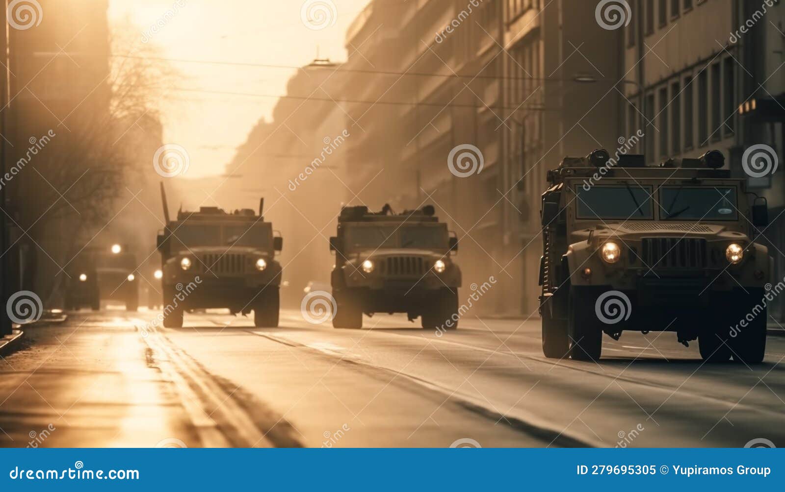 Burning Fire Engine Speeds through City, Danger and Urgency Present ...