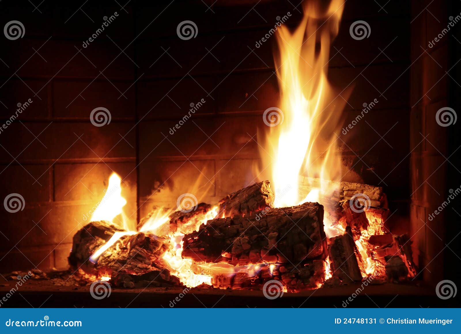 Burning Fire in a Fireplace Stock Image - Image of fire, heat: 24748131