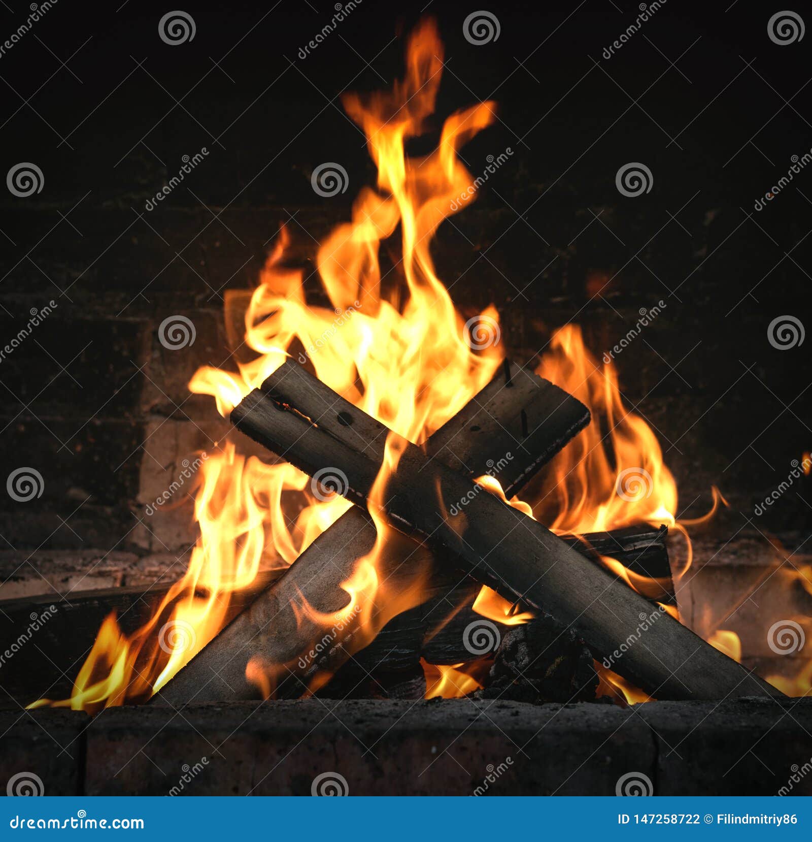 Bonfire. stock photo. Image of burning, glow, black - 147258722