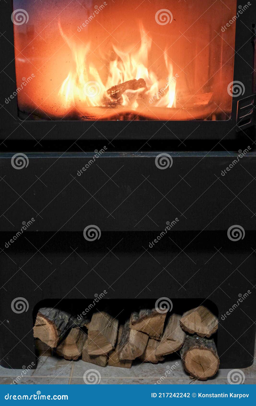 Burning Fire in the Fireplace and Firewood on the Floor. Arson, Fire ...