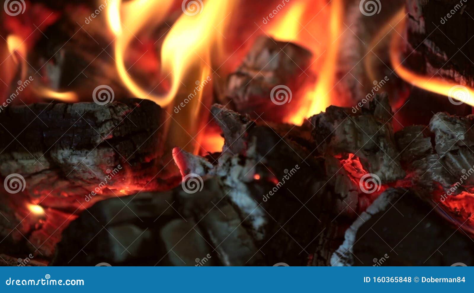 Burning Fire in the Fireplace. a Looping Clip of a Fireplace with ...