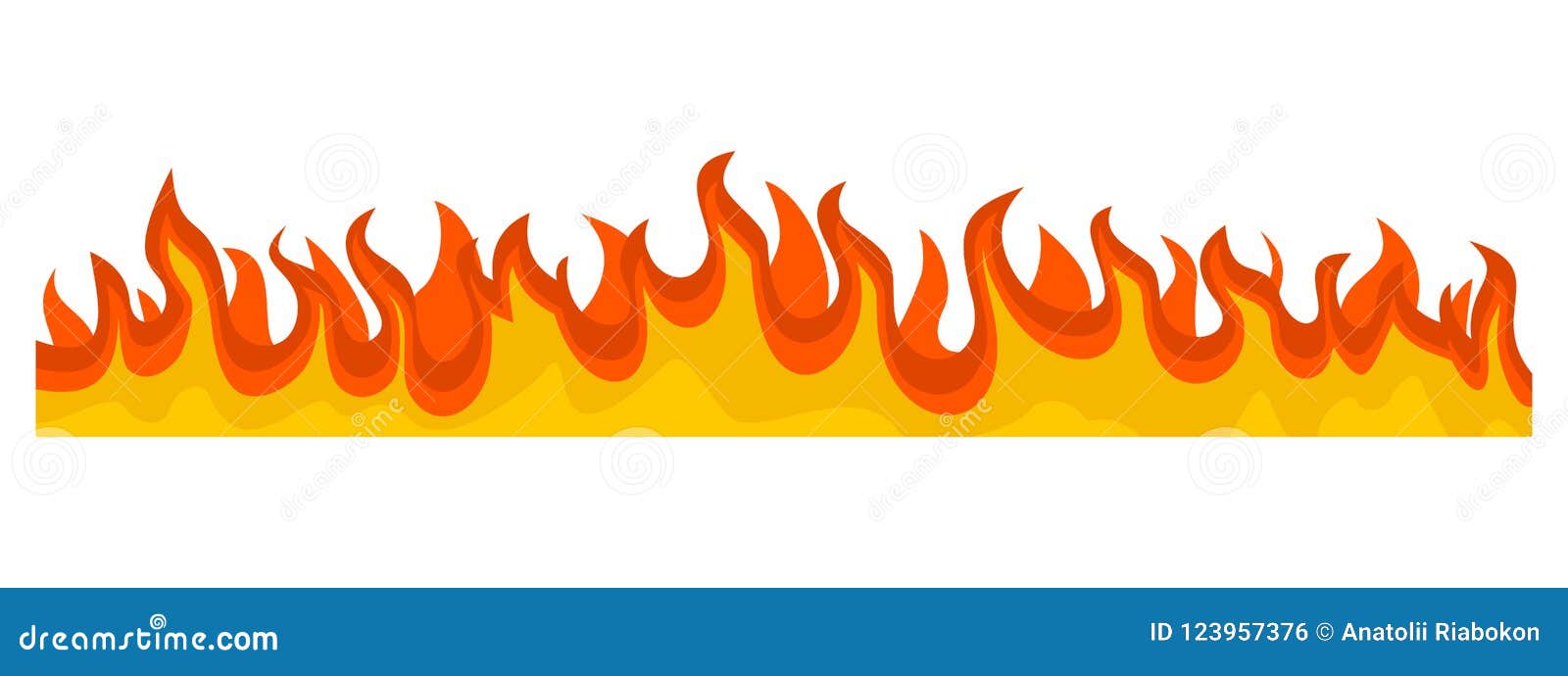 Burning Fire Flame Banner Horizontal, Flat Style Stock Illustration ...