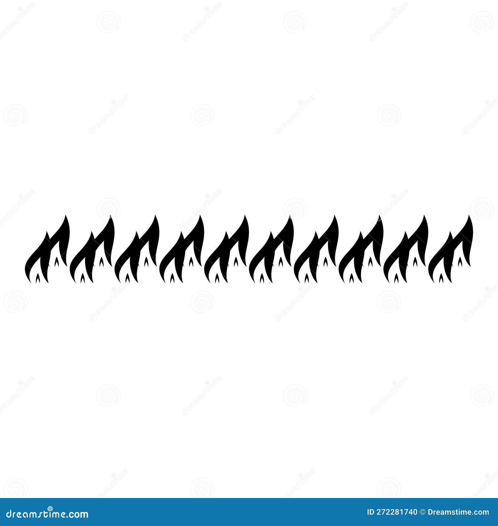Burning Fire Flame Row Icon Black Color Vector Illustration Image Flat ...