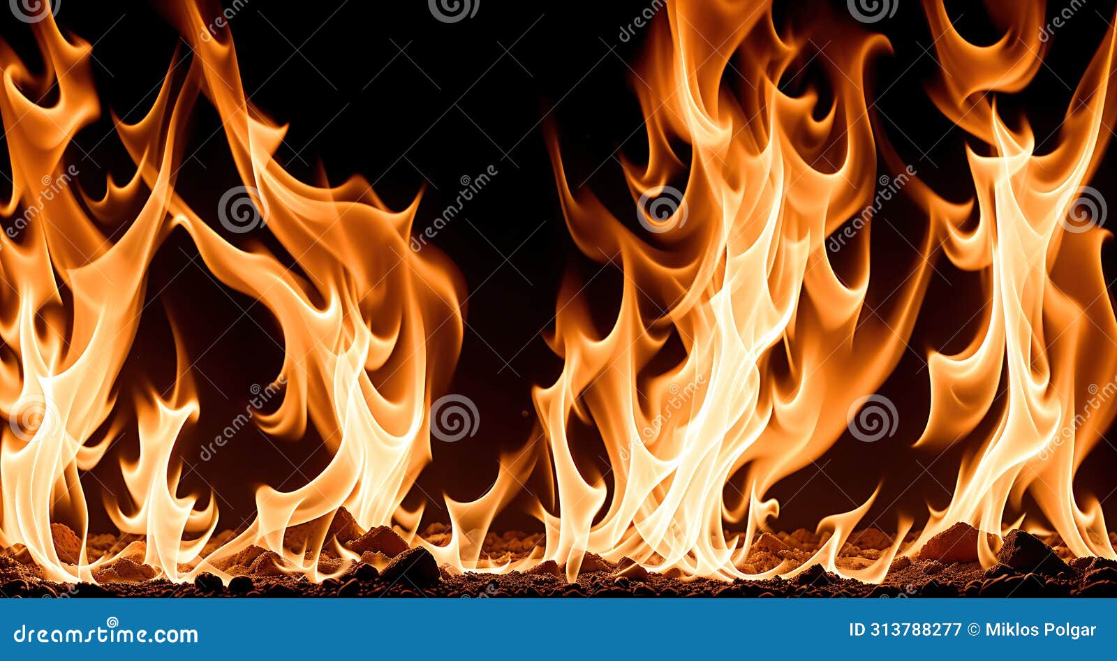 A Burning Fire with Flames Rising Up from the Bottom and Spreading ...