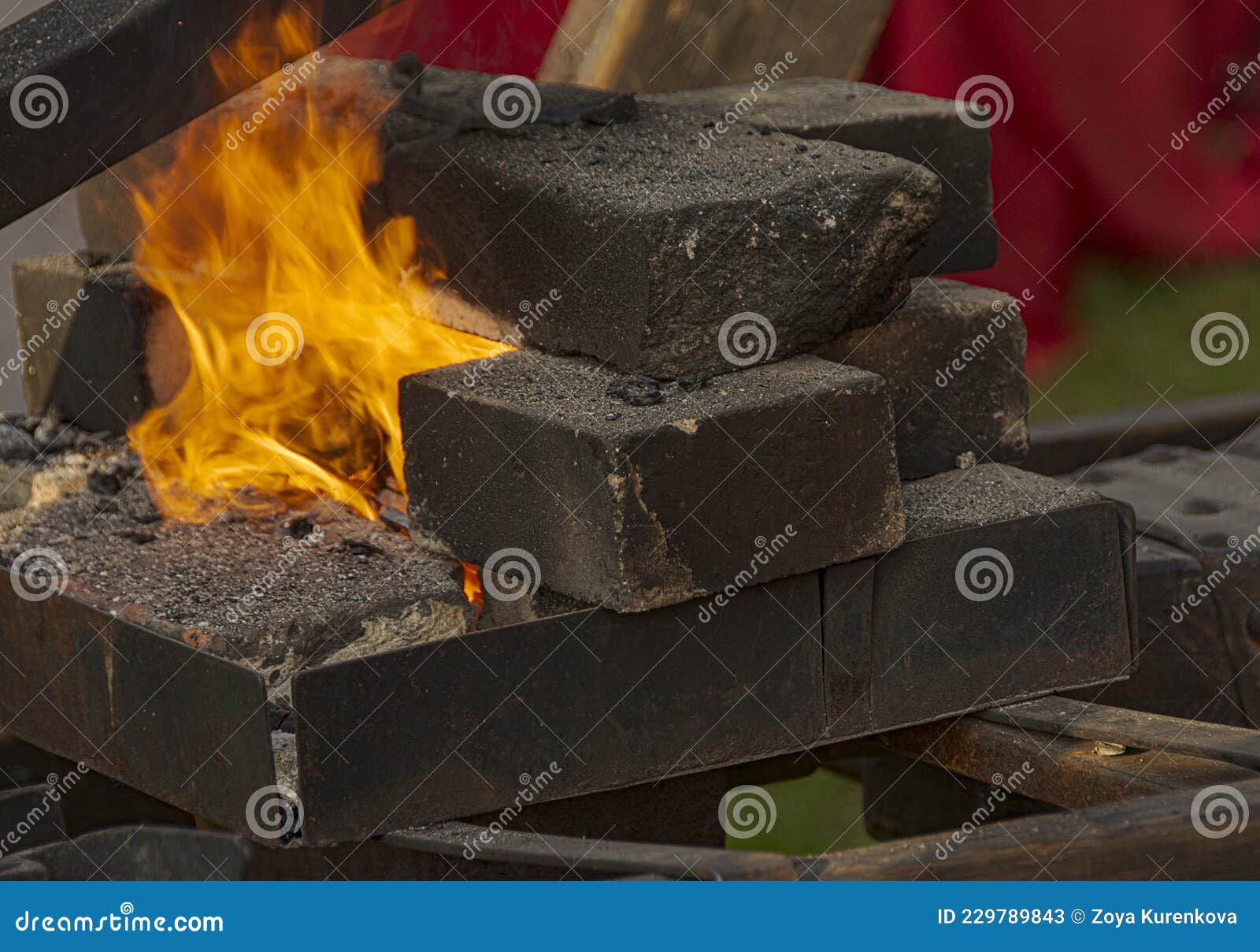 A Burning Fire in a Forge for Forging Iron Products Stock Image - Image ...