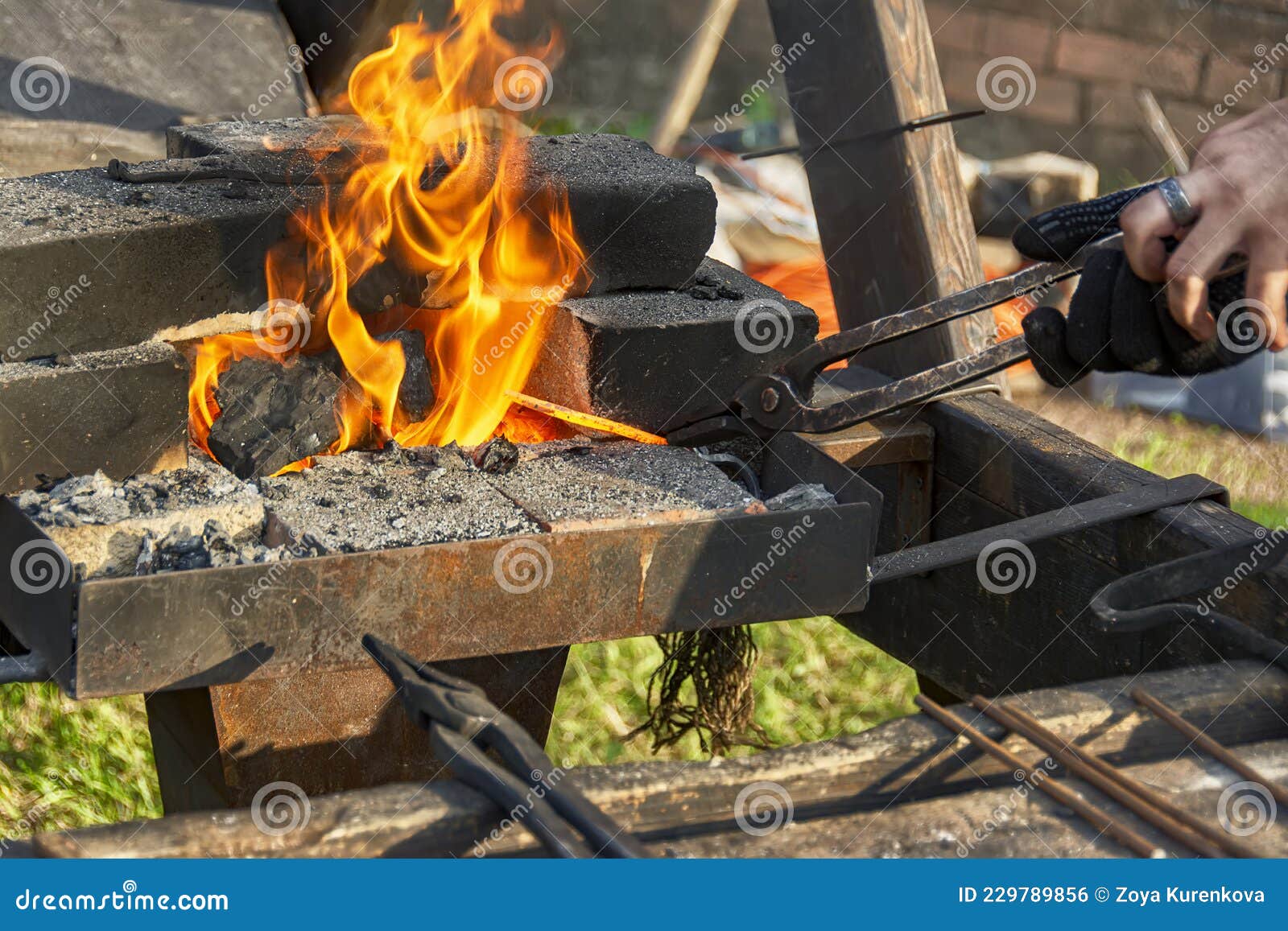 A Burning Fire in a Forge for Forging Iron Products Stock Photo - Image ...