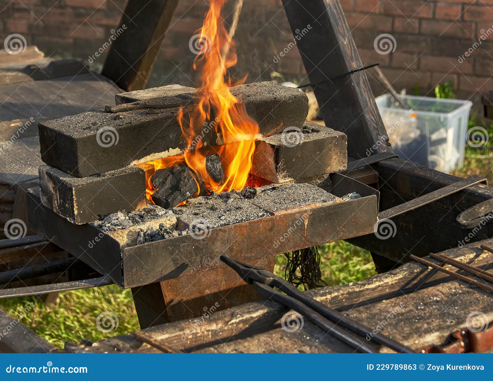 A Burning Fire in a Forge for Forging Iron Products Stock Image - Image ...