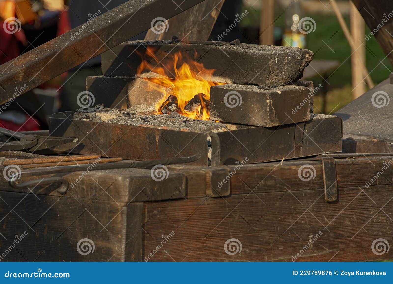 A Burning Fire in a Forge for Forging Iron Products Stock Photo - Image ...