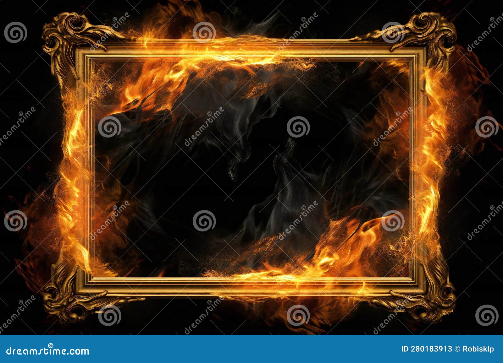 Burning Fire Frame or Blazing Inferno Abstract Border Stock ...