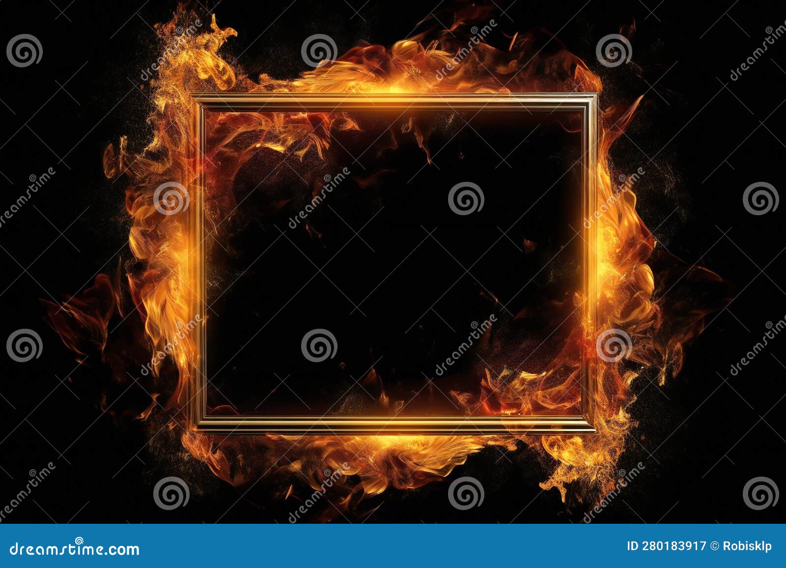 Burning Fire Frame or Blazing Inferno Abstract Border Stock ...