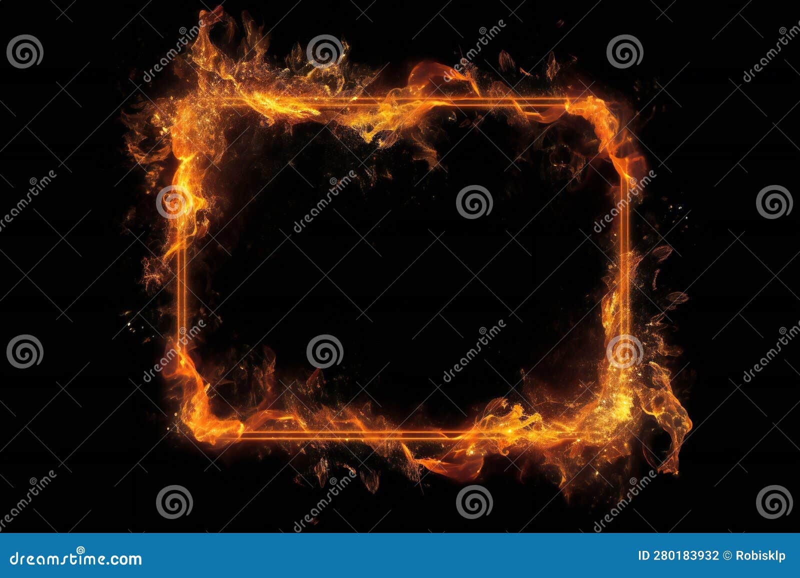 Burning Fire Frame or Blazing Inferno Abstract Border Stock ...