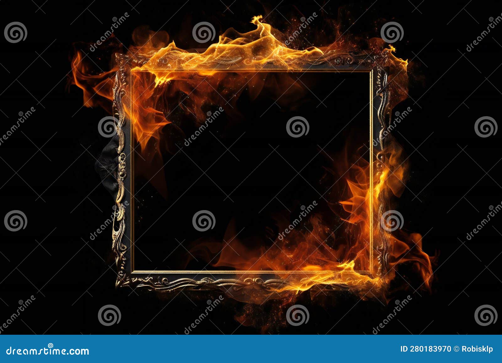 Burning Fire Frame or Blazing Inferno Abstract Border Stock ...
